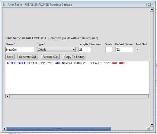 Teradata Add Column To Teradata Database Tables Via The Alter Table Command