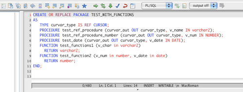Oracle PL SQL Package Editor