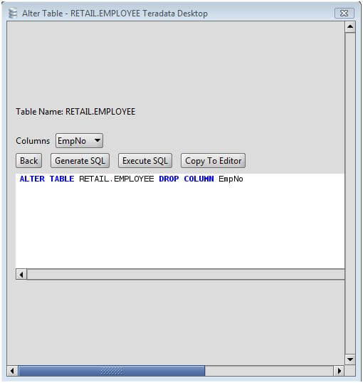 Teradata Drop Column From A Teradata Database Table Via The Alter Table